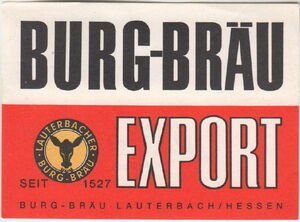 Drink Label: Burg-Bräu Export (Lauterbacher Burgbrauerei, Germany ...