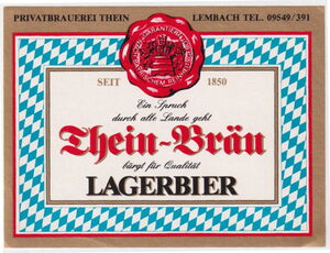 Drink Label: Thein Lagerbier (Brauerei Thein Lembach, Germany, Federal ...