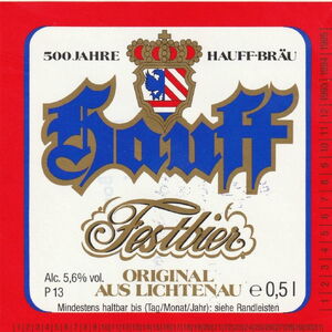 Drink Label: Hauff Festbier (Hauff-Bräu Lichtenau R. Weid GmbH & Co. KG ...