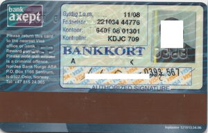 Bank Card: Nordea (Nordea Bank, NorwayCol:NO-VI-0005.02