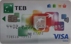 Bank Card: TEB Visa Debit (Turk Ekonomi Bankasi, Türkiye (Turkey)Col:TR ...