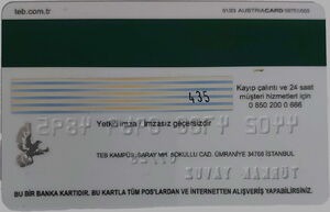 Bank Card: TEB Visa Debit (Turk Ekonomi Bankasi, Türkiye (Turkey)Col:TR ...