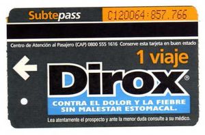 Transport Ticket: Dirox (METROVIAS (Subway of Buenos Aires), Argentina ...