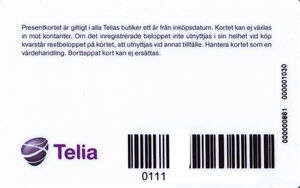 Gift Card: Presentkort (Telia, Sweden(Telia) Col:S-Telia-002a