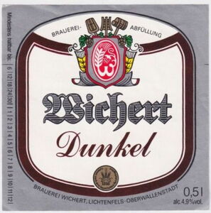 Drink Label: Wichert Dunkel (Brauerei Wichert, Lichtenfels, Germany ...