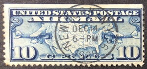 Stamp: Map of the USA and Two De Havilland D.H. 4M Mail Planes (United ...