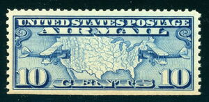 Stamp: Map of the USA and Two De Havilland D.H. 4M Mail Planes (United ...