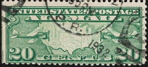 Stamp: Map of the USA and Two De Havilland D.H. 4M Mail Planes (United ...