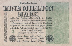 Banknote: 1 Million Mark (Germany(1923 5th Issues - Reichsbanknote ...