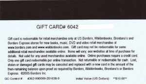 Gift Card: Borders grise (Borders, United States of America(Borders ...