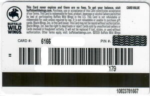 Gift Card: New Logo on black background (Buffalo Wild Wings, United ...