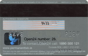 Bank Card: Visa Permanent (Permanent tsb, IrelandCol:IE-VI-0009.02