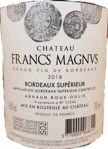 Drink Label: Château Francs Magnus Bordeaux Supérieur (Château de ...