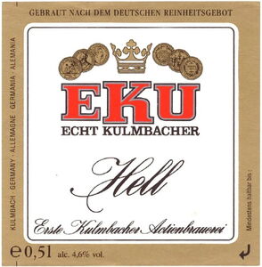 Drink Label: EKU hell (Erste Kulmbacher Actienbrauerei EKU, Germany ...