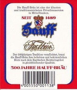 Drink Label: Hauff Festbier (Hauff-Bräu Lichtenau R. Weid GmbH & Co. KG ...