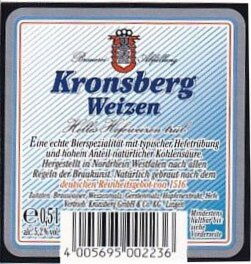 Drink Label: Kronsberg Weizen (Dortmunder Actien Brauerei, Germany, Federal RepublicCol:DE-BEER ...