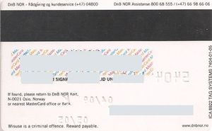 Bank Card: Student - DnB NOR (DnB NOR Bank ASA, NorwayCol:NO-MC-0005