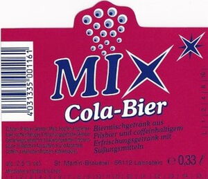 Drink Label: MIX Cola-Bier (St. Martin Brauerei, Oberlahnstein, Germany ...