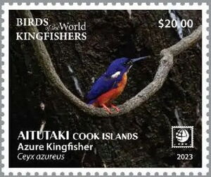 Stamp: Azure Kingfisher (Ceyx azureus) (Aitutaki(Azure Kingfisher (Ceyx ...