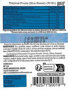 Drink Label: Freez Mix Blue Hawaï (Softdrink's, FranceCol:FR-SODA-000033