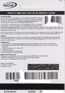 Gift Card: Minecraft (Mojang, Sweden(Mojang) Col:SE-Min-001a