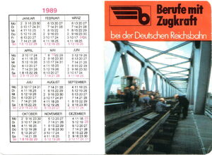 Pocket Calendar: Deutsche Reichsbahn (Germany, Democratic Republic (DDR ...