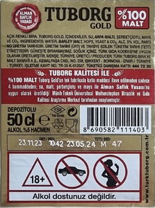 Drink Label: Tuborg Gold % 100 Malt (Türk Tuborg Bira ve Malt San. A.Ş ...