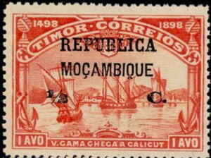Stamp: Arrival at Calicut, India - on Timor stamp (Mozambique(Discovery ...