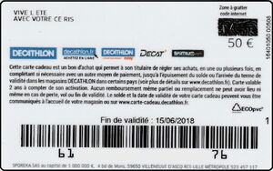 Gift Card: Decathlon (Décathlon, France(Decathlon Sporeka) Col:FR-SERIE ...