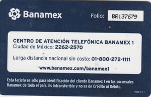 Bank Card: Banamex 1 (Banamex, MexicoCol:MX-GM-0116