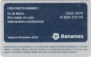 Bank Card: Banamex 1 (Banamex, MexicoCol:MX-GM-0117