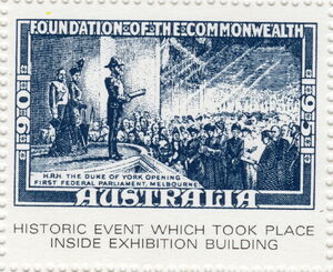Stamp: 1980 Melbourne International Centenary Exhibition Souvenir ...