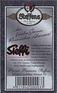 Drink Label: Steffens Steffi (Brauerei Franz Steffens, Linz, Germany ...