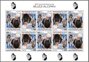 Stamp: Buzz Aldrin (Central African Republic(Buzz Aldrin, 90th Birth ...