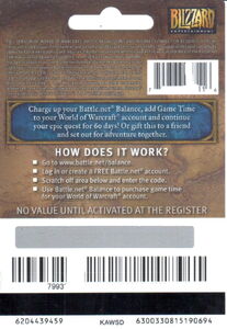 Gift Card: World of WarCraft (Battlenet, Sweden(Battlenet) Col:SE-BATT ...
