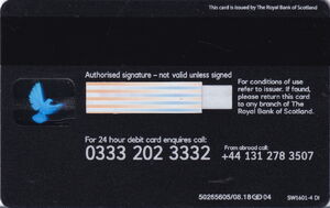 Bank Card: VISA Debit (Royal Bank of Scotland, United Kingdom of Great ...