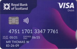 Bank Card: VISA Debit (Royal Bank of Scotland, United Kingdom of Great ...