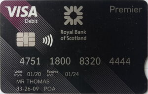 Bank Card: VISA Debit (Royal Bank of Scotland, United Kingdom of Great ...