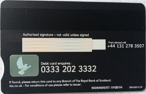 Bank Card: VISA Debit (Royal Bank of Scotland, United Kingdom of Great ...