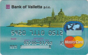 Bank Card: Mastercard (Bank of Valletta p.l.c., MaltaCol:MT-MC-0001.03