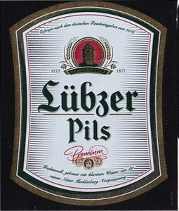 Drink Label: Lübzer Pils (Mecklenburgische Brauerei, Germany, Federal RepublicCol:DE-BEER-038086