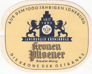 Drink Label: Kronen Pilsener (Kronen-Brauhaus zu Luneburg, Germany ...