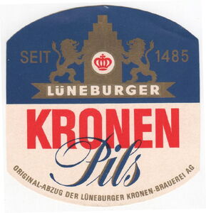 Drink Label: Kronen Pils (Kronen-Brauhaus zu Luneburg, Germany, Federal ...