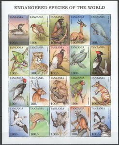 Stamp: Endangered Species of the World (Tanzania(Endangered Species of ...