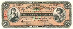 Banknote: 5 Pesos Fuertes (Mexico(Specialized Issue "El Banco de ...