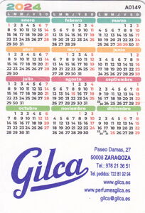 Pocket Calendar: Gilca (Spain(Advertising) Col:ESP-2024-Rel-003 📅