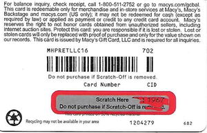Gift Card: Happy Returns (Macys, United States of America(Merchandise ...
