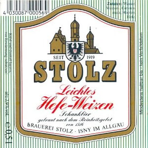Drink Label: Stolz leichtes Hefe-Weizen (Isner Stolz-Bräu, Germany ...