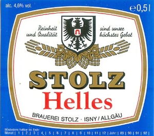 Drink Label: Stolz Helles (Isner Stolz-Bräu, Germany, Federal ...