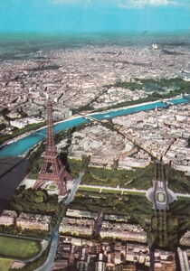 Postcard: Paris. Bird's-eye view - the Eiffel Tower and the Seine ...